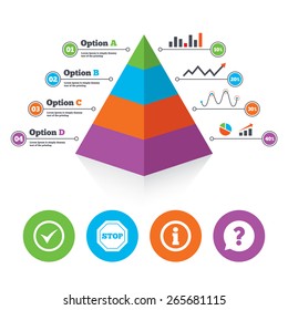 Vektor Stok Pyramid Chart Template Information Icons Stop (Tanpa ...
