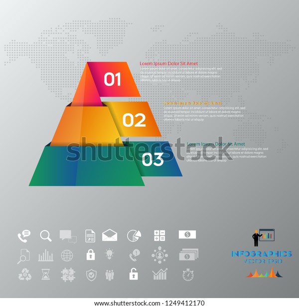 Pyramid Color Chart Infographics 3 Elements 스톡 벡터(로열티 프리) 1249412170 ...