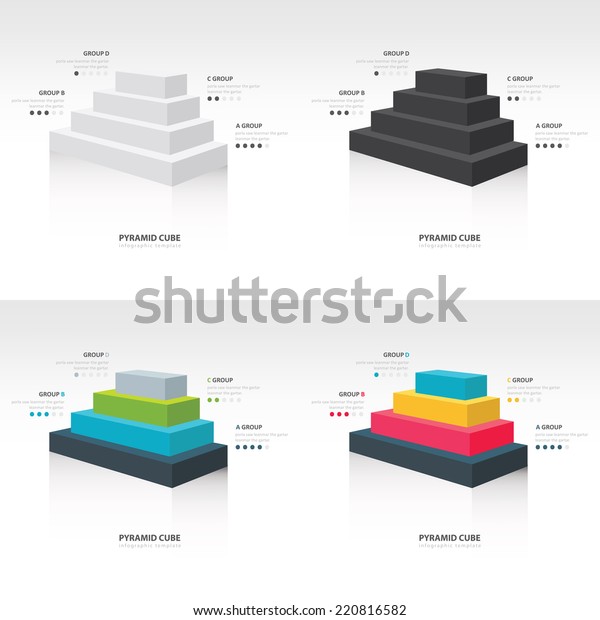 Pyramid Cube Infographic Side View Set Stock Vector (Royalty Free ...
