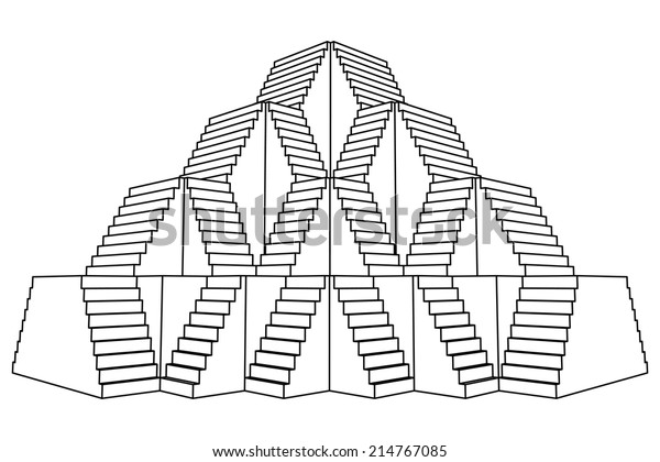 Pyramid Design Construction Line Drawing Vector Stock Vector (Royalty ...