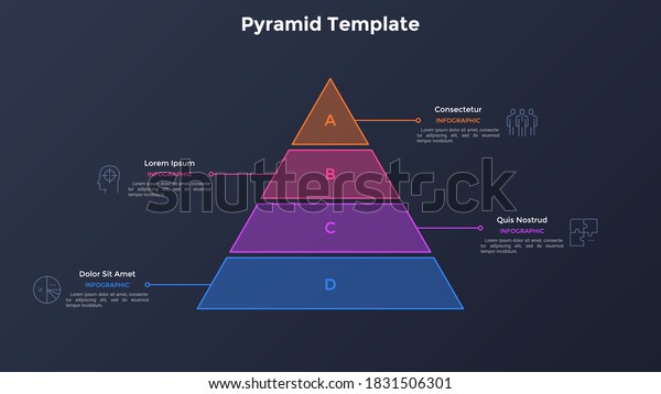 Pyramid Diagram Divided Into Four Colorful Stock Vector (Royalty Free ...