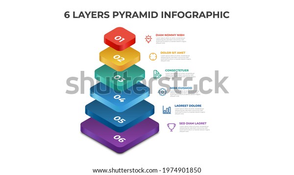 Pyramid Infographic Template 6 Layers List Stock Vector (Royalty Free ...