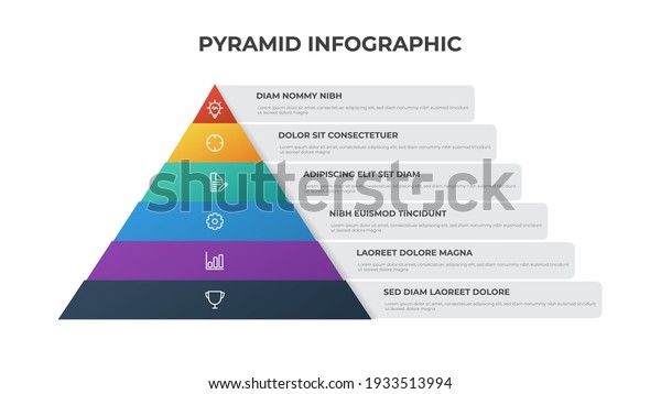 Pyramid Infographic Template 6 List Multipurpose Stock Vector (Royalty ...