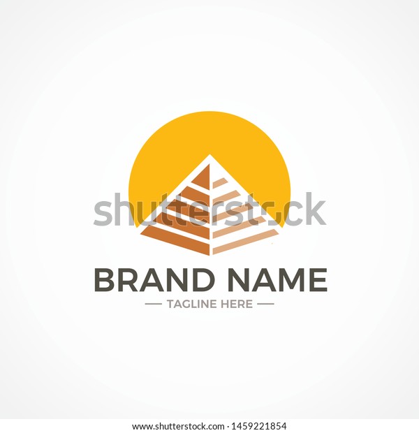 Pyramid Logo Sun On White Background Stock Vector (Royalty Free ...