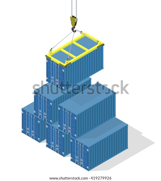 Pyramid Sea Containers Top Container Lowered 库存矢量图（免版税）419279926 ...