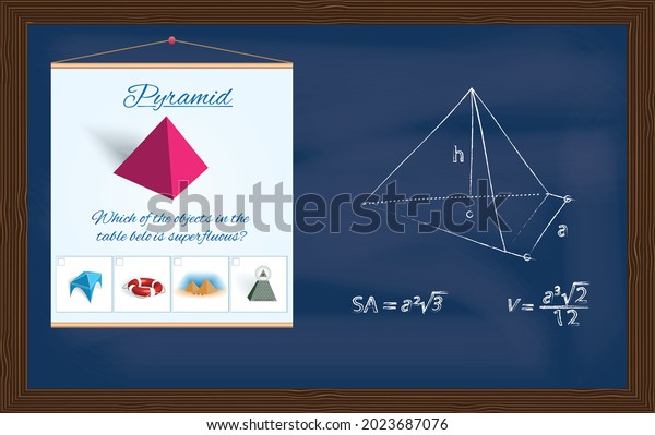 Pyramid Sketch Geometric Figure Formulas Calculating Stock Vector ...