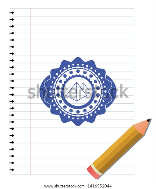 Pyramids Icon Emblem Drawn Pen Blue Stock Vector (Royalty Free ...