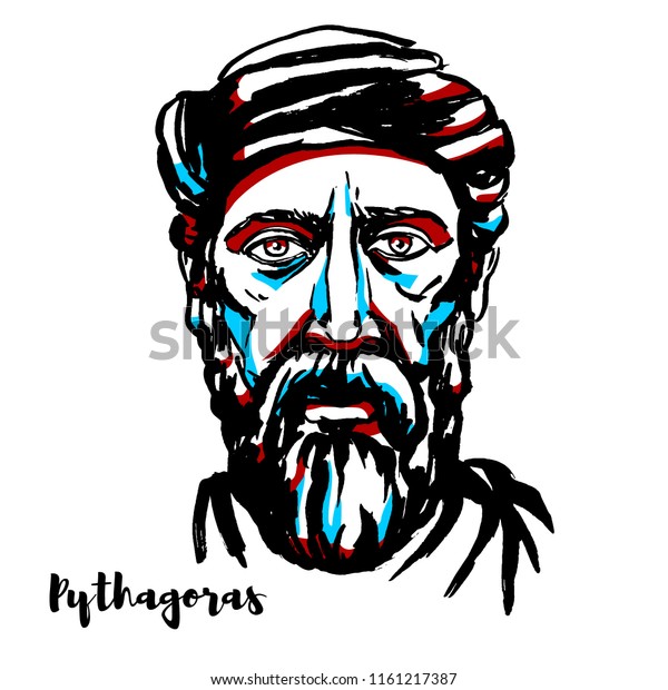 Pythagoras Engraved Vector Portrait Ink Contours Stock Vector (Royalty ...