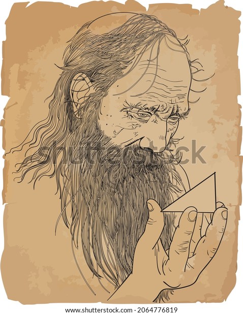 Pythagoras Portrait Line Art Stock Vector (Royalty Free) 2064776819 ...