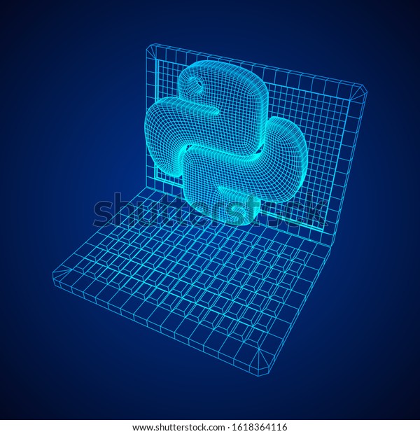 Python Code Language Sign Notebook Laptop Stock Vector (royalty Free