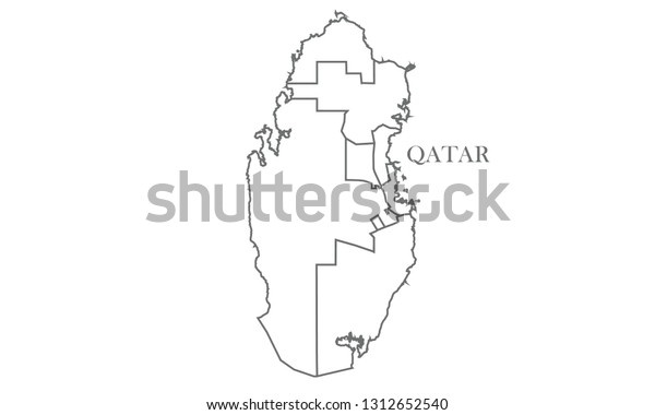 Qatar Gray Line Map Stock Vector (Royalty Free) 1312652540 | Shutterstock
