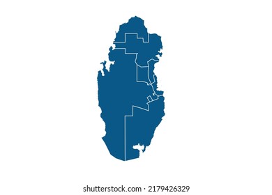 Qatar Map Blue Color On White Stock Vector (Royalty Free) 2179426329 ...