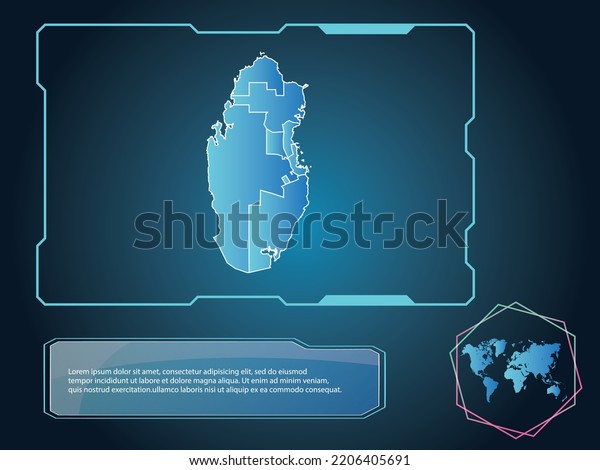 Qatar Map Infographic Technology Blue Color Stock Vector (Royalty Free ...