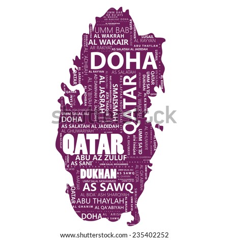 Qatar Map Some City Names Vector Stock Vector (Royalty Free) 235402252 ...