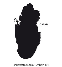 Qatar Map Black On White Background: vector de stock (libre de regalías ...