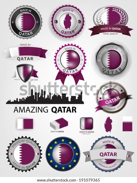 Qatar Seal Doha Icon Flag Vector Stock Vector (Royalty Free) 191079365