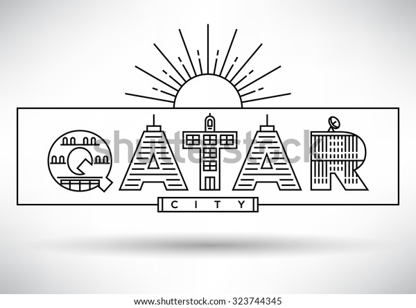 Qatar Typography Design Building Letters Stock Vector (Royalty Free ...