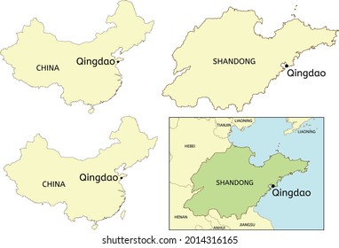 Qingdao City Location On Map China Stock Vector (Royalty Free ...