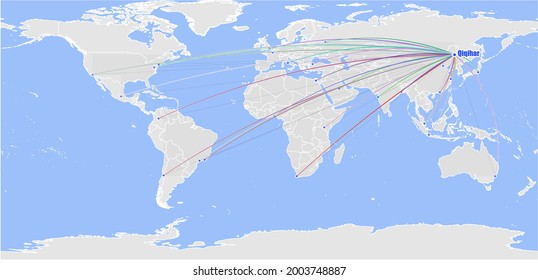 Qiqiharchina Shown On Vector Globe Map Stock Vector (Royalty Free ...