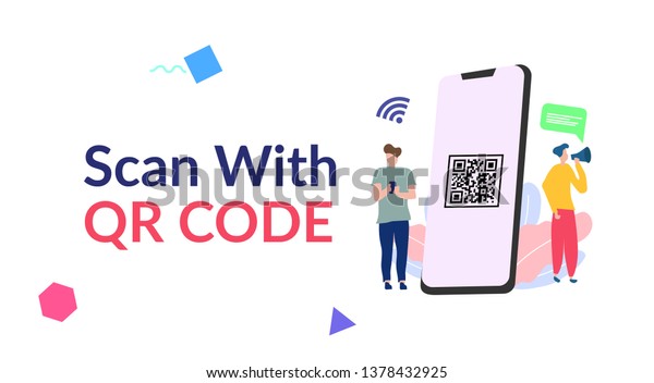 Qr Code Concept Illustration Young People Stock Vector (Royalty Free ...