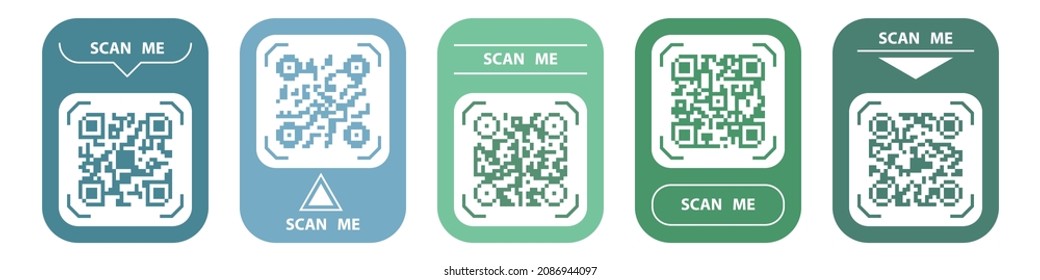 Qr Code Icons Mobile Phone Scan Stock Vector (Royalty Free) 2086944097 ...