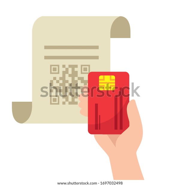 Qr Code Over Receipt Paper Credit Stock Vector (Royalty Free ...