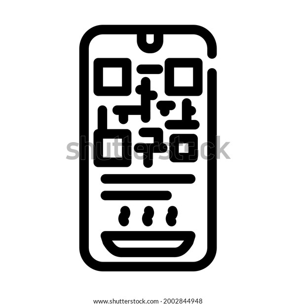 Qr Code Receive Food Canteen Line Stock Vector (Royalty Free ...