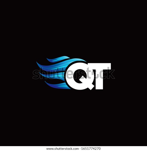 Qt Monogram Logo Blue Fire Style: vetor stock (livre de direitos ...