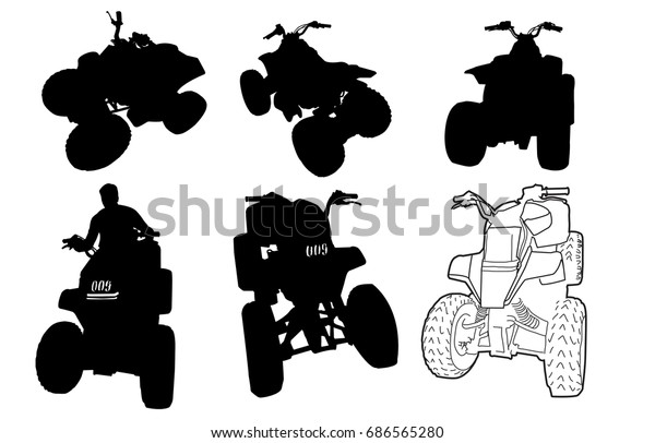 Quad Bikes Vector Illustration Silhouette Stock Vector (Royalty Free ...