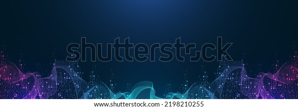 Quantum Computer Technologies Concept Futuristic Blue Stock Vector ...