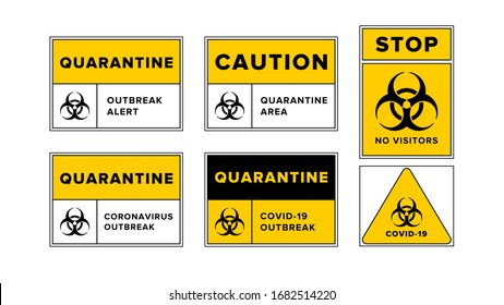 Quarantine Outbreak Alert Templates Set Biohazard Stock Vector (Royalty ...