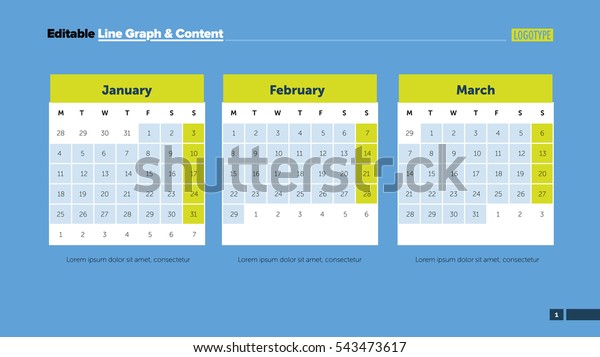 Quarter Calendar Slide Template Stock Vector (Royalty Free) 543473617