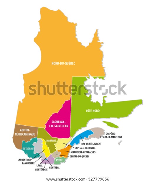 Image vectorielle de stock de carte administrative du québec colorée ...