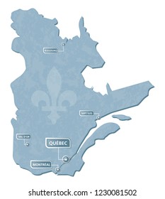 Quebec Map French Language Cities Location: vector de stock (libre de ...