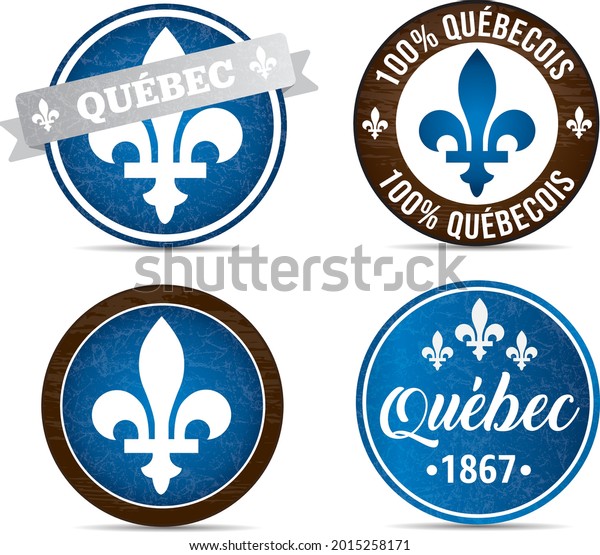 Quebec Province Emblem Symbol Round Icons Stock Vector (Royalty Free ...