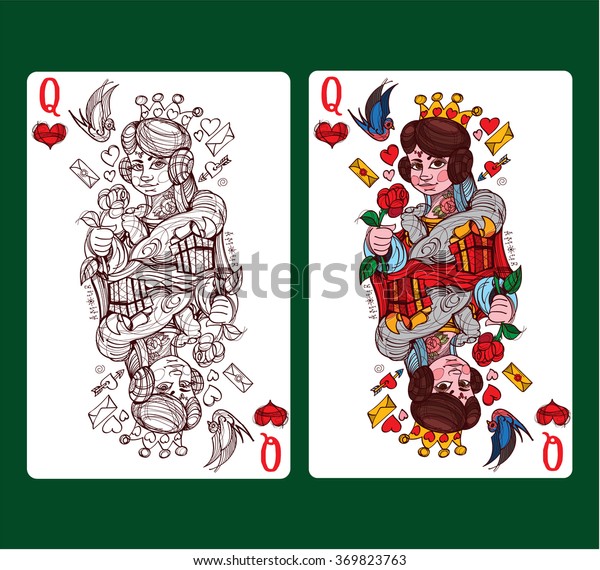 Queen Hearts Playing Card Suit Stock Vector (Royalty Free) 369823763