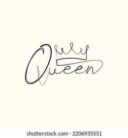 Queen One Line Illustration Queen Typography Stock Vector (Royalty Free ...