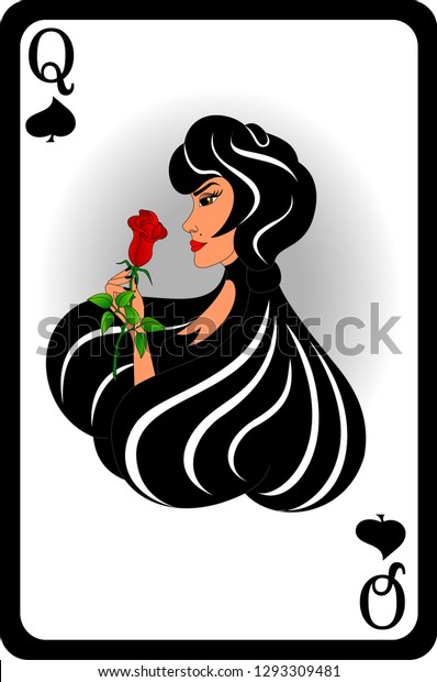 Queen Spades Rose Her Hands Stock Vector (Royalty Free) 1293309481 ...