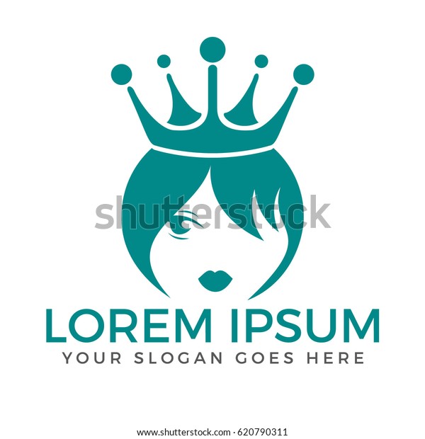 Queen Wearing Crown Logo Design Stock Vector (Royalty Free) 620790311 ...