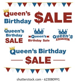 Queens Birthday Banners Set Vector Stock Vector (Royalty Free ...