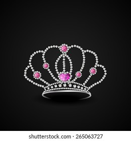 Queens Crown On Black Background Stock Vector (Royalty Free) 265063727 ...
