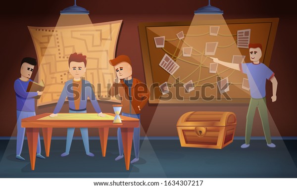 Quest Game Concept Banner Cartoon Illustration Stock Vector (Royalty ...