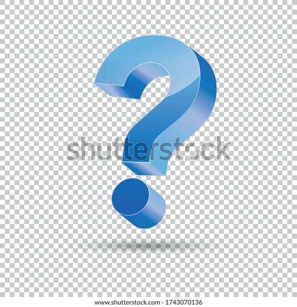 Marca de preguntas de color azul, diseño 3D sobre fondo transparente ...