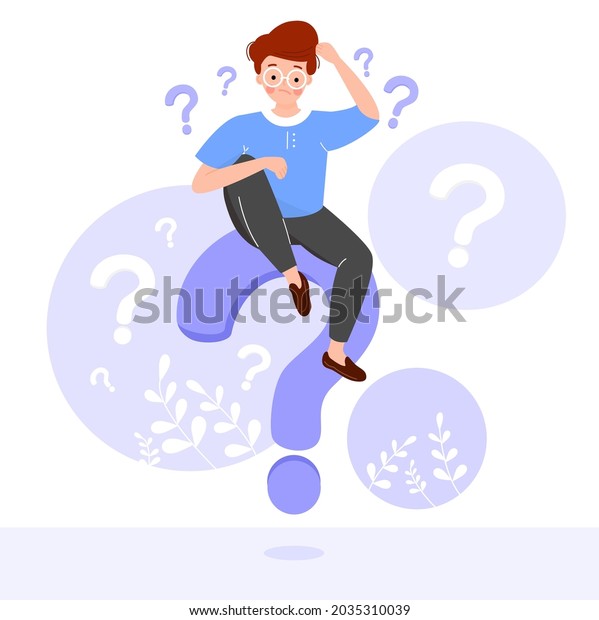 Question Mark Confused Man Sitting On Stock Vector (Royalty Free ...