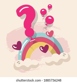 Question Mark Cute Rainbow Birthday Illustration Stock Vector (Royalty ...