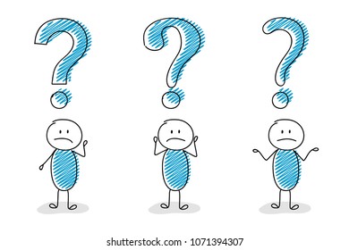 Question Mark Icon Confused Stickman Collection: vetor stock (livre de ...