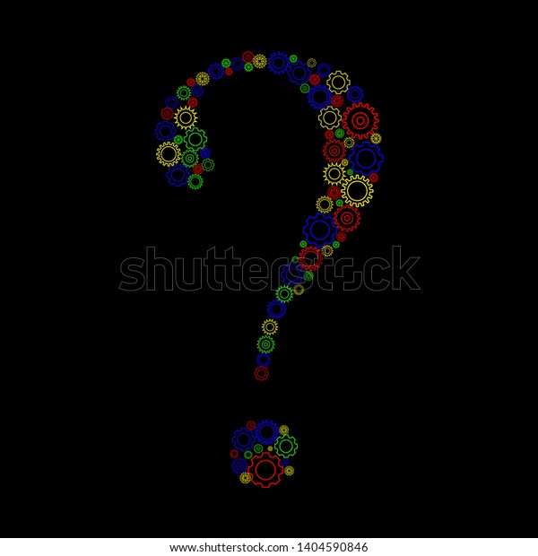Question Mark Made Color Gears On: vector de stock (libre de regalías ...