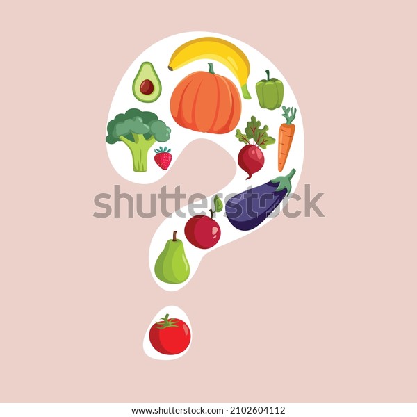 Question Mark Made Fruits Vegetables Vector: เวกเตอร์สต็อก (ปลอดค่า ...