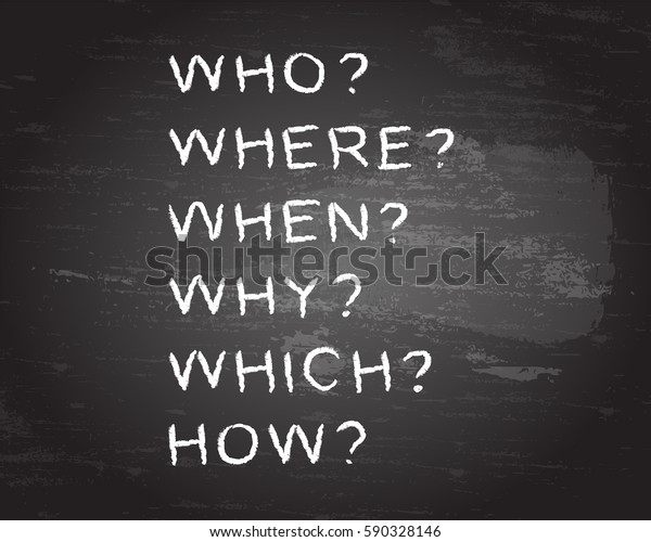 Questions Hand Written On Blackboard Background Stock Vector (Royalty ...