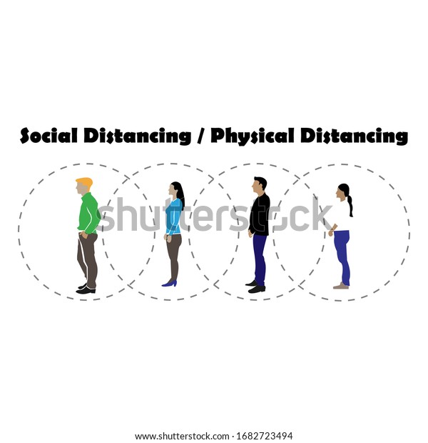 Queue Social Distancing People Physical Distancing Stock Vector ...